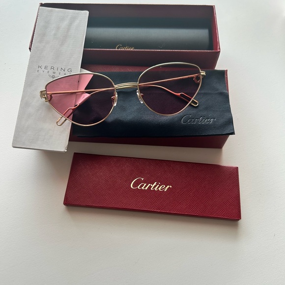 Cartier | Accessories | Cartier Gold And Pink Cat Eyes Glasses | Poshmark